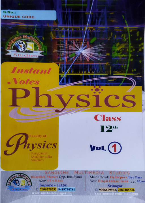 Instant Notes - Physics Class 12th 2 Volumes - Lafz Bookstore